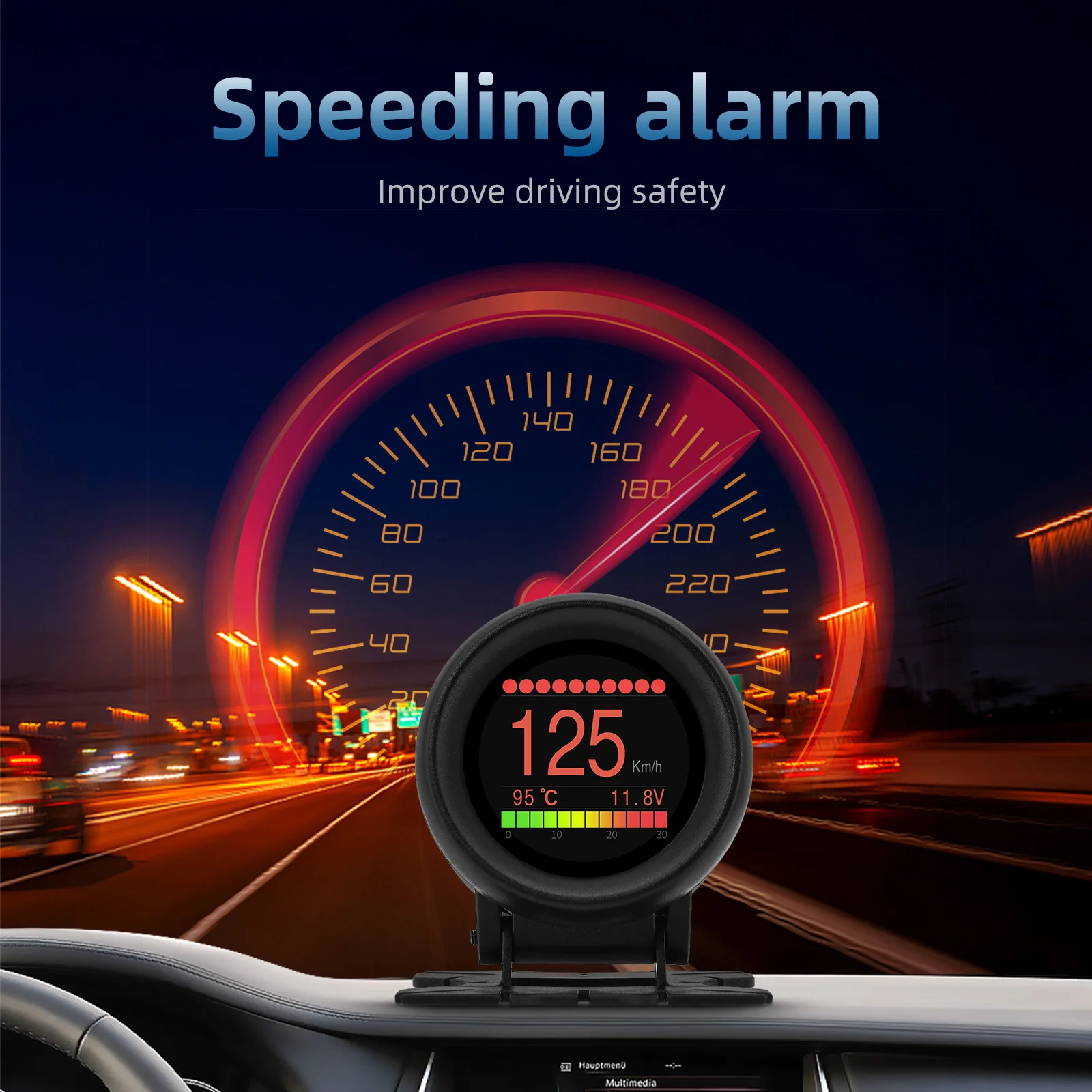 A205-Obd2-Gauge-LED-Head-up-Display-Multi-function-Electric-Screen ...