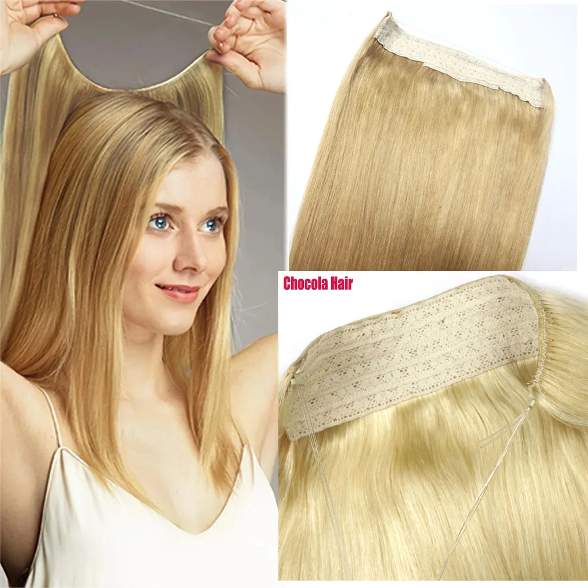 Chocola-Brazilian-Remy-Human-Hair-Extensions-Secret-Wire-No-Clip-Halo ...