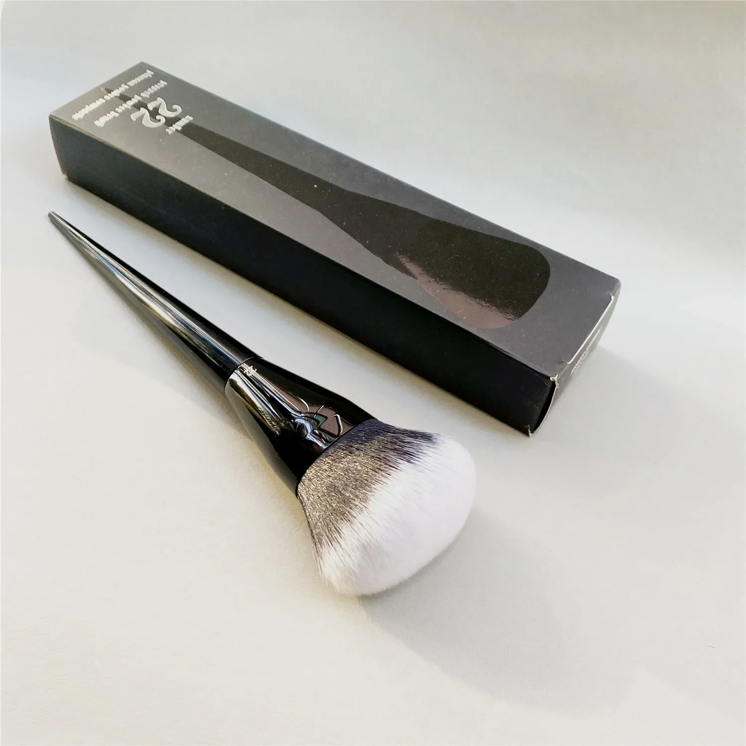 Black Vegan Pressed Powder Brush 22 Large Round Smooth Powder Blending ...