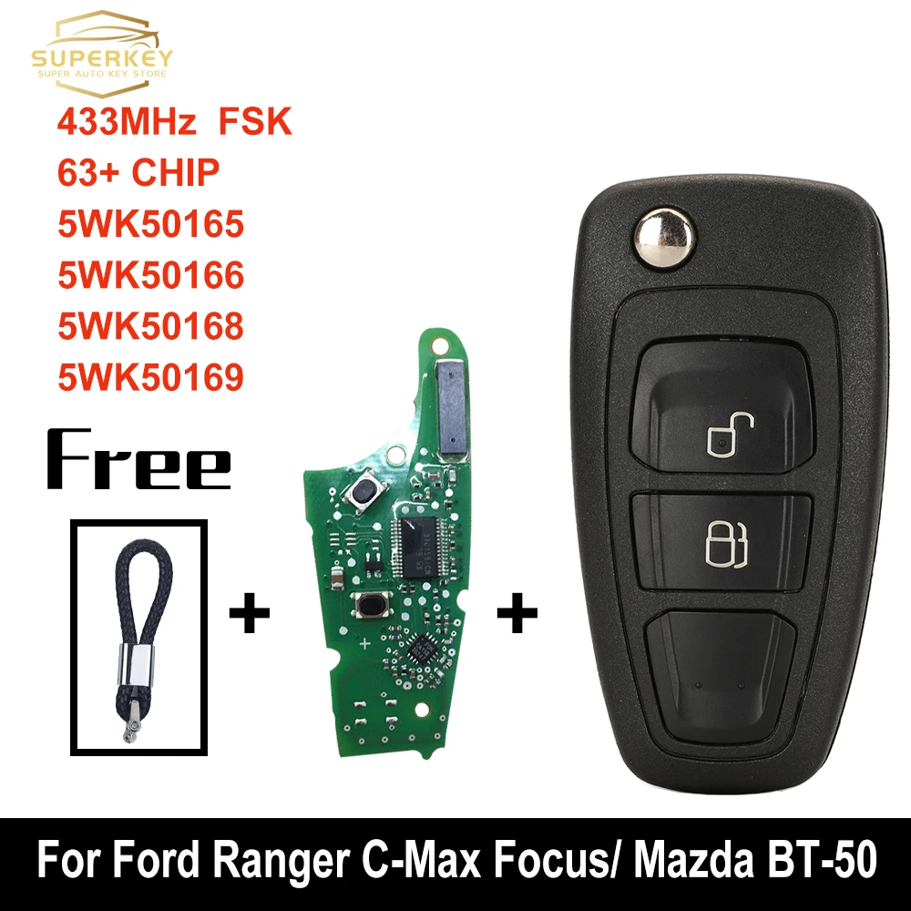 SUPERKEY-Flip-key-2buttons-FSK-4D63-chip-for-Ford-Ranger-Focus-Mondeo ...