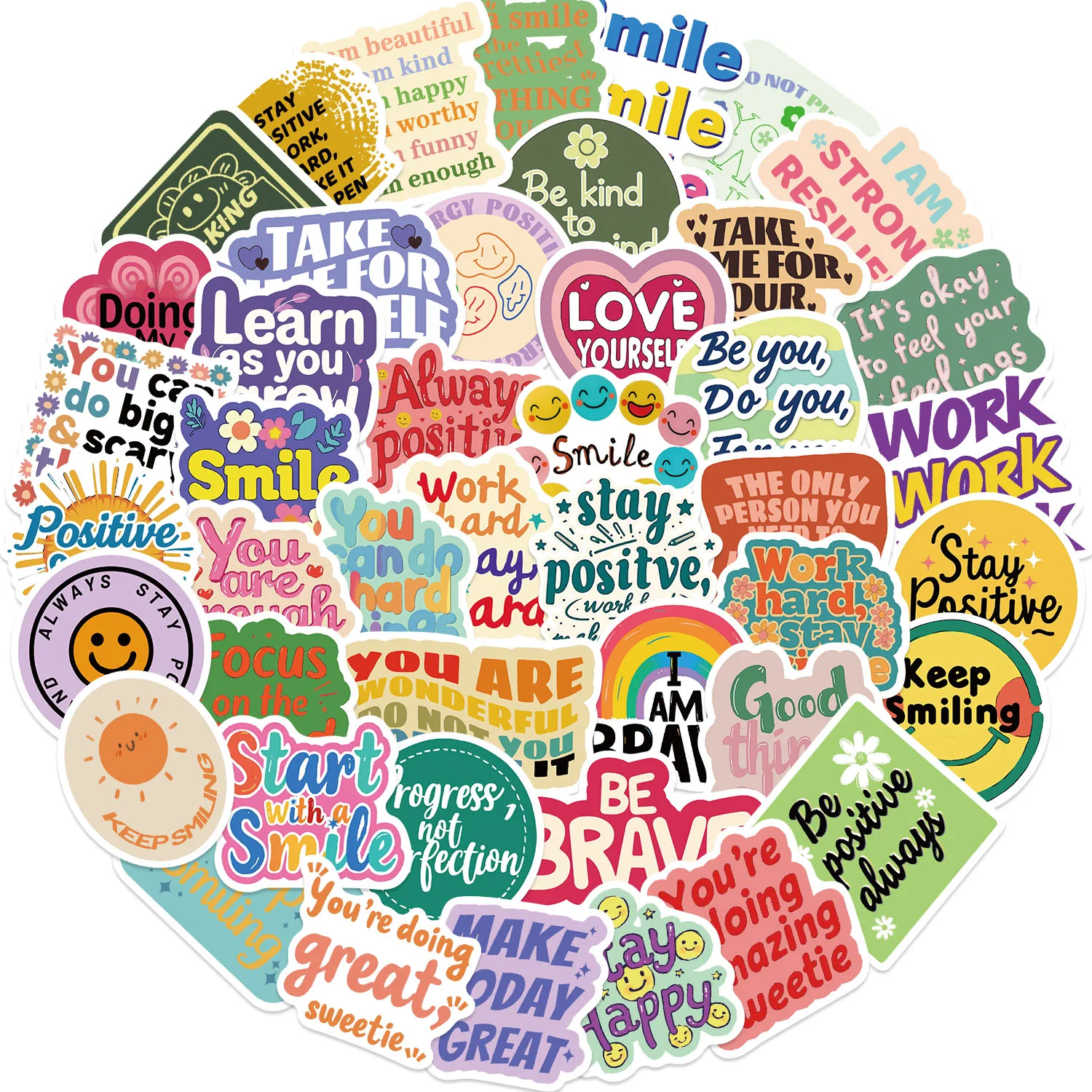 50/100PCS Positive Affirmation Stickers Kawaii Skateboard Graffiti ...
