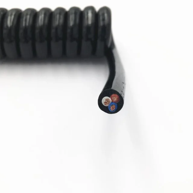 0.5mm2 Flexible Cable Retractable Coiled Coil Cord, 2.5 Meters Black ...