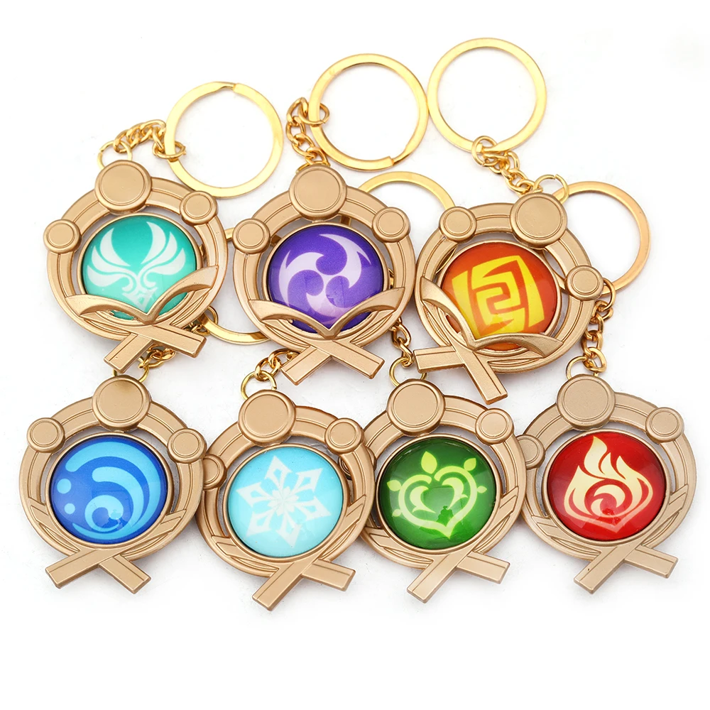Game Genshin Impact Vision Wind,Fire Lightning Grass Element Keychain ...