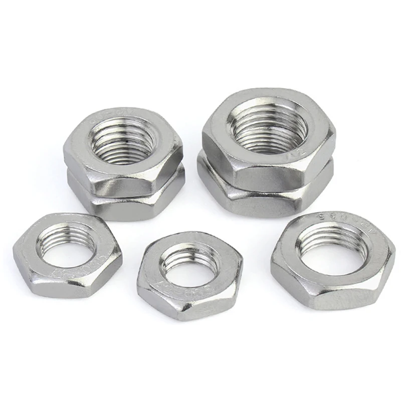 A2-304-Stainless-Steel-Fine-Thread-Hex-Hexagon-Thin-Nuts-M6-M8-M10-M12 ...