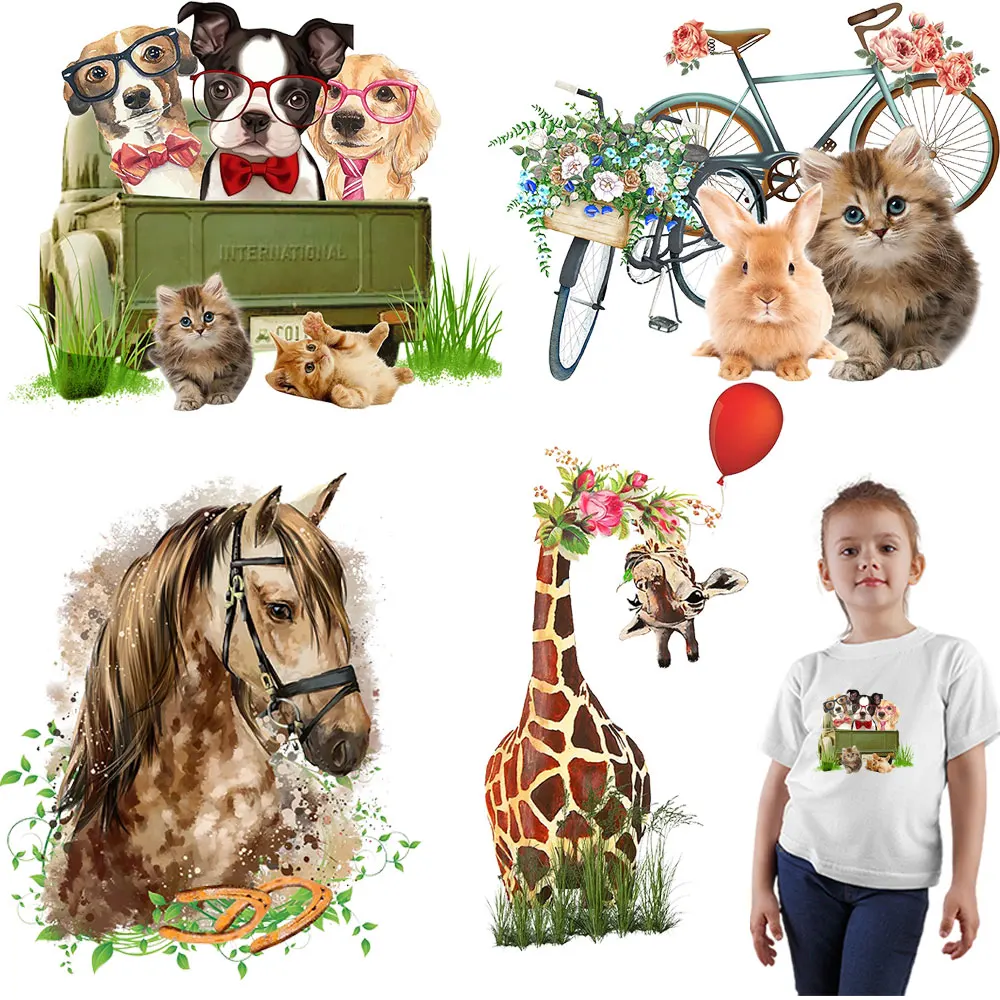 Animal-Patches-For-Clothing-Heat-Transfer-Dog-Cat-Horse-Deer-Stickers ...
