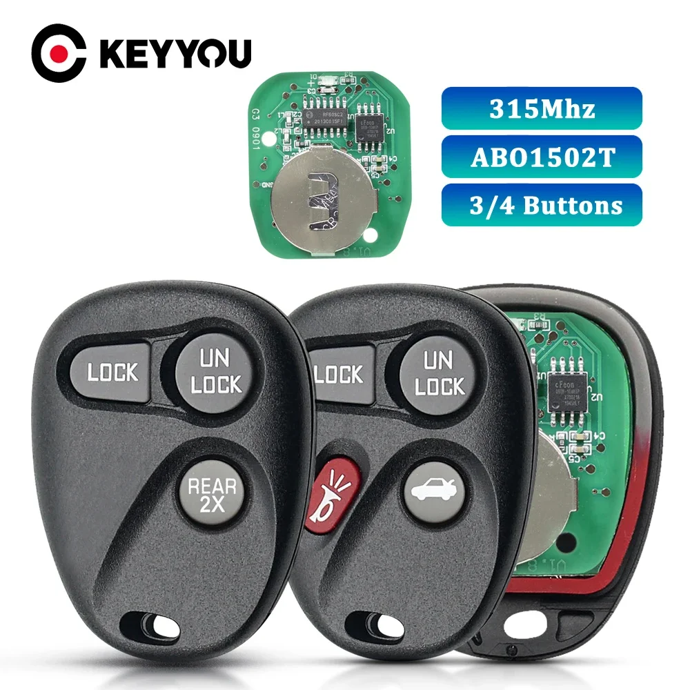 KEYYOU ABO1502T 315Mhz 3/4 Buttons Remote Car Key For Chevrolet ...