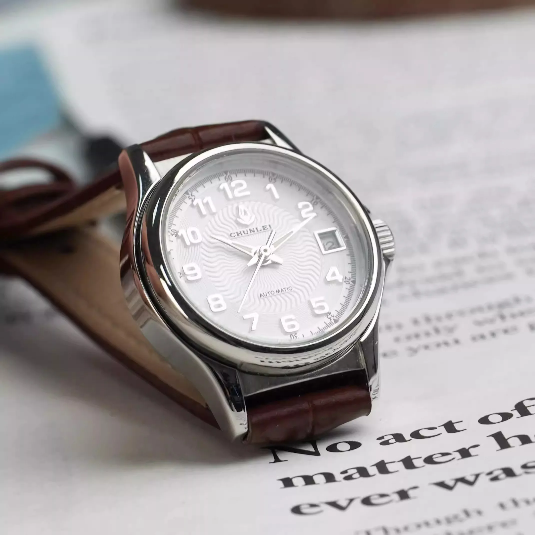 22mm Automatic Lady Shanghai Watch, Leather Waterproof Lady Date ...