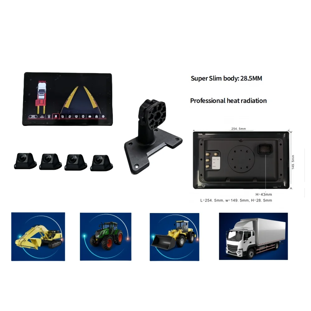 10.1' Android Monitor w/ 360° Panoramic Birdview Surround View System ...