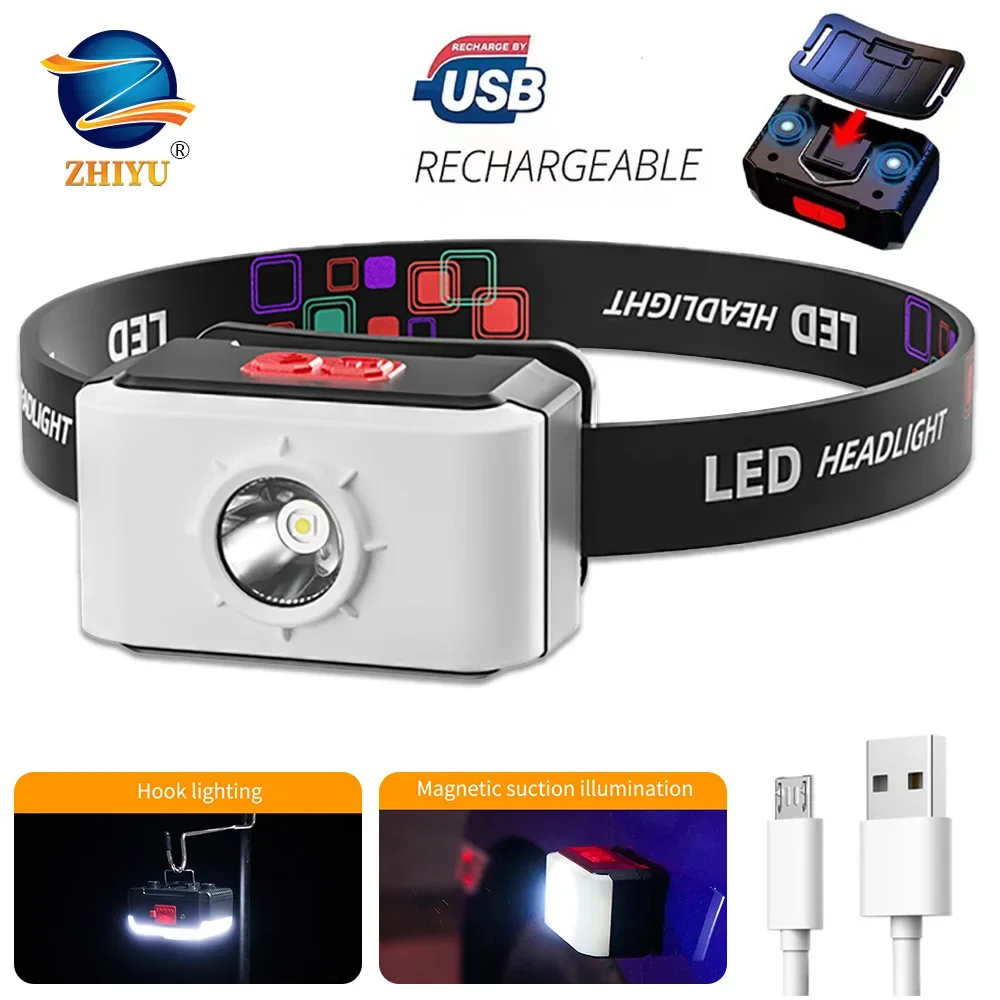 Dual-Light-Source-LED-Headlamp-USB-Rechargeable-Head-Flashlight-18650 ...