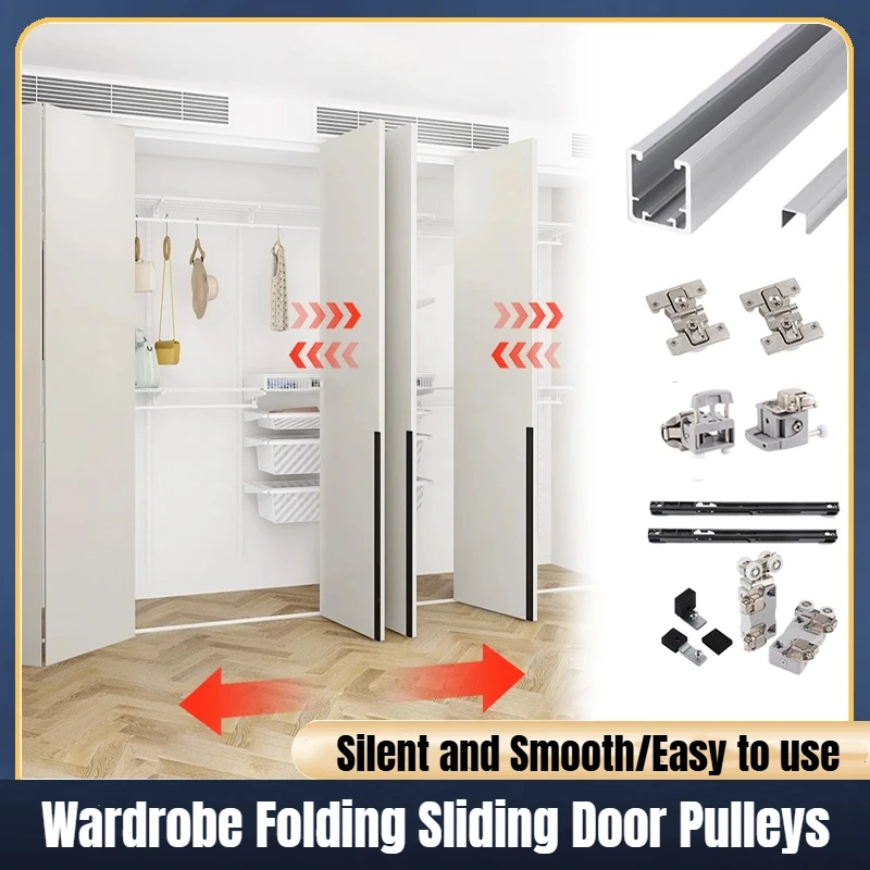 Japanese Style Folding Sliding Door Hardware Kit Overhead Track Exposed ...