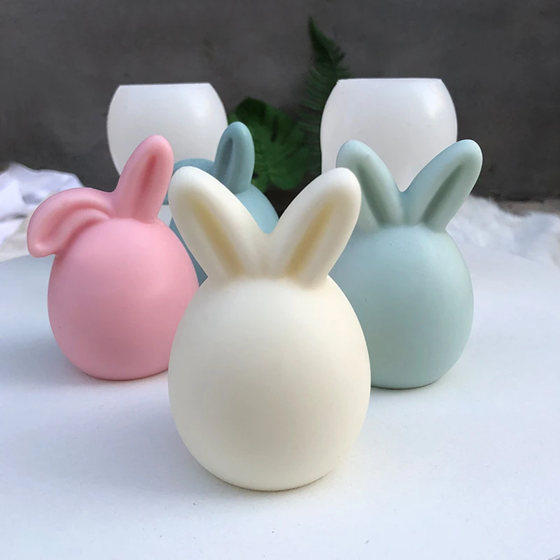 3d Egg Bunny Silicone Candle Mold Faceless Rabbit Head Aromatherapy ...