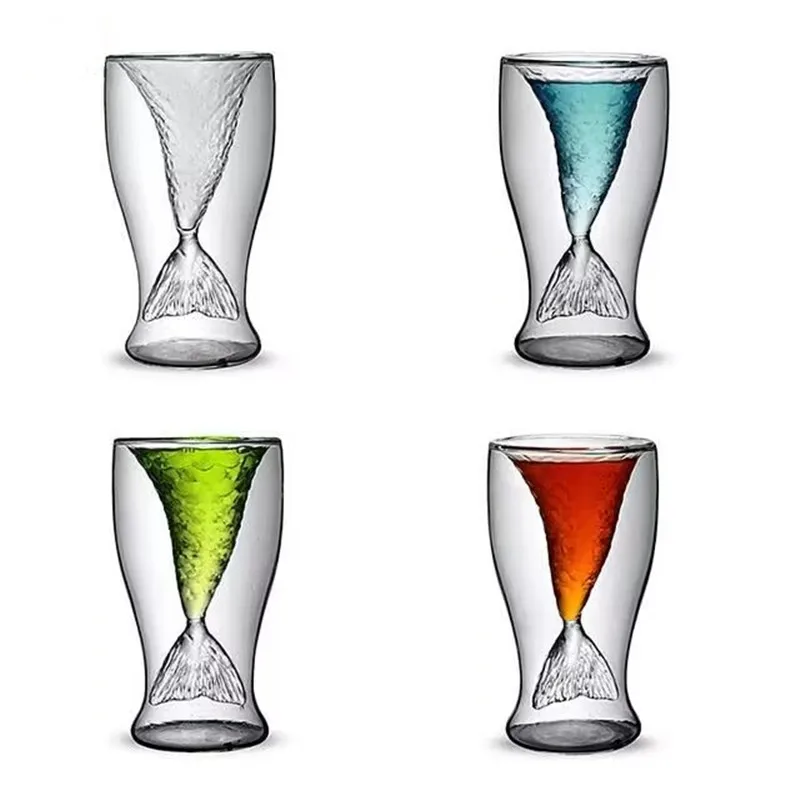 90ml Creative Double Cocktail Glass Transparent Cup Beer Vodka Brandy ...