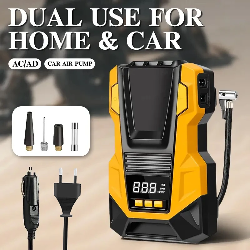 Portable-Car-Air-Pump-AC-DC-12V-Electric-Car-Tire-Air-Pump-Comes-with ...