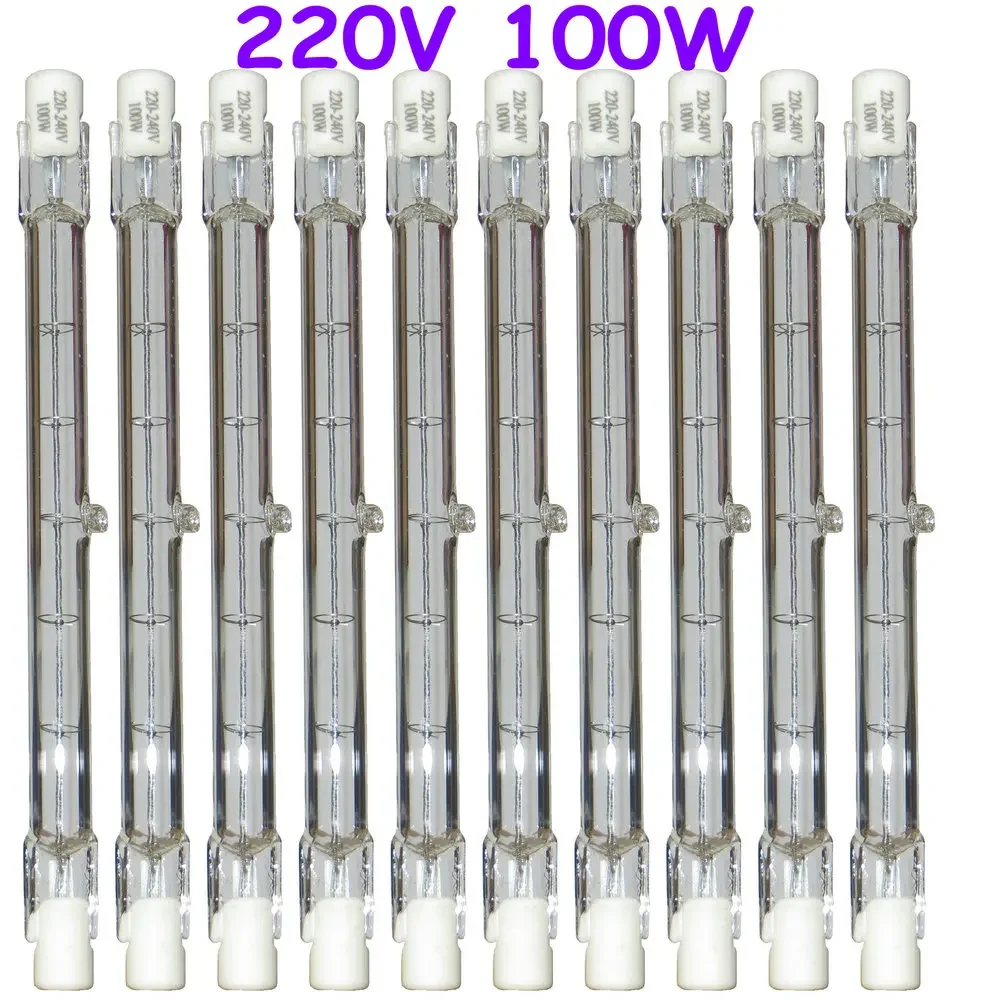 10Pcs-HALOGEN-LIGHT-BULB-220-240V-100W-100-WATT-J-TYPE-T3-118mm-R7s ...