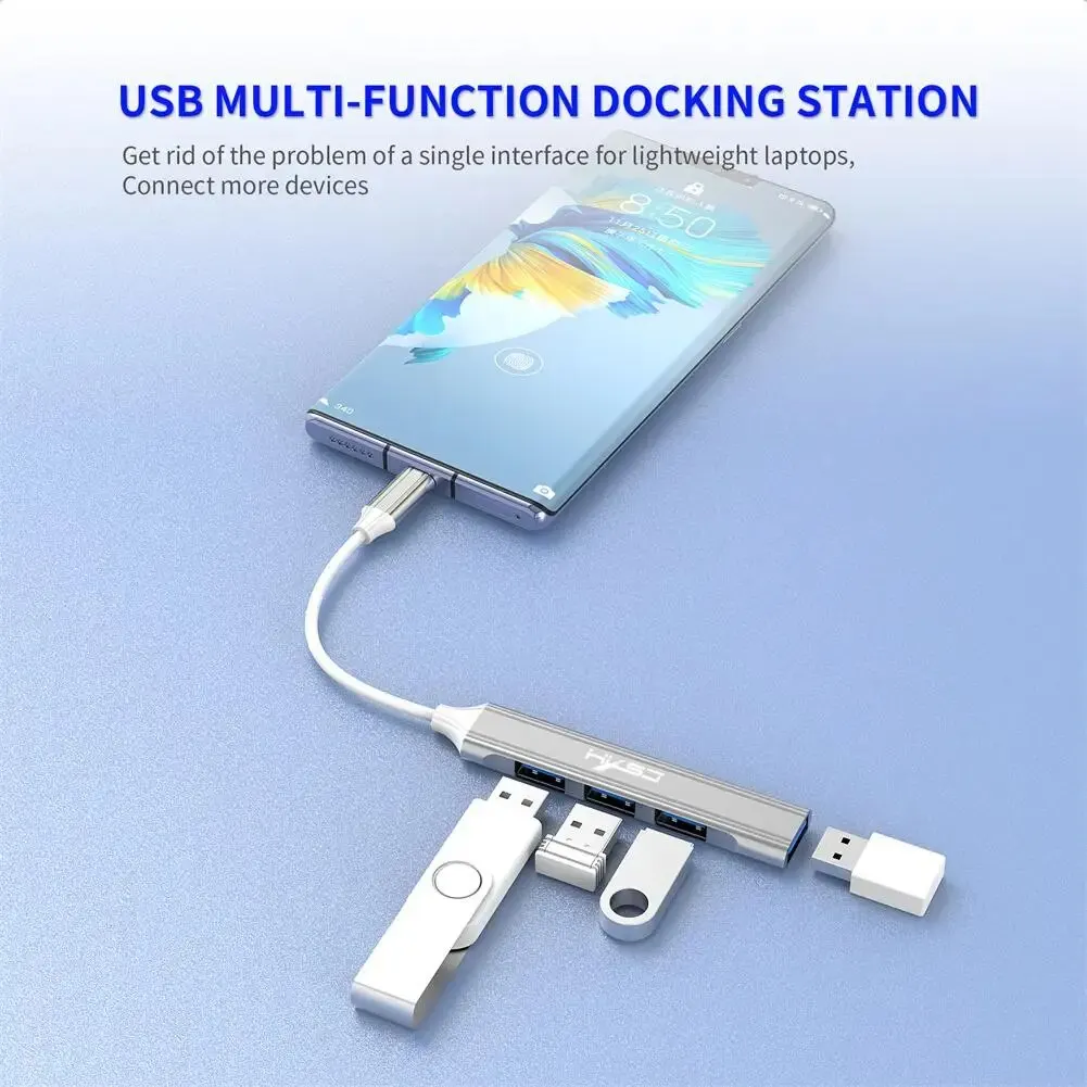 USB-C-Hub-4-Port-USB-Hub-Slim-Mini-Data-Adapter-Multiport-Dongle-With ...