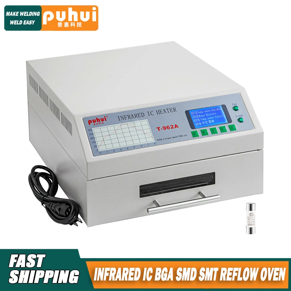 110V/220V PUHUI T962A Infrared IC Heater Desktop Reflow Oven BGA SMD ...