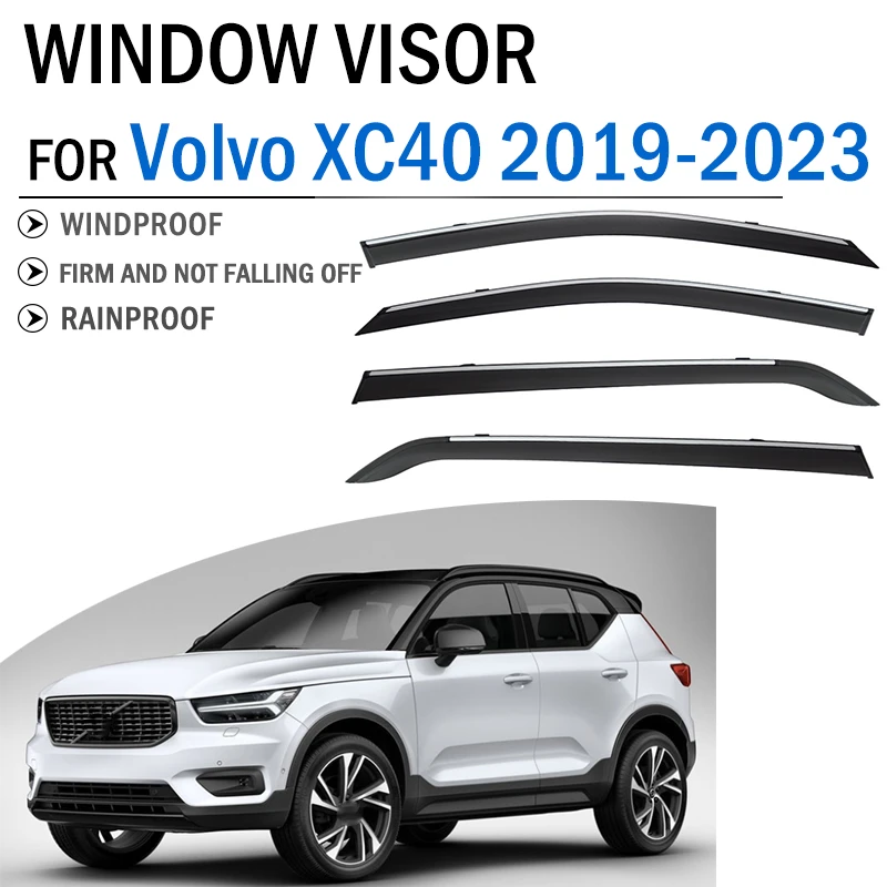 For Volvo Xc40 2019-2023 Window Visor Deflector Visors Shade Sun Rain ...