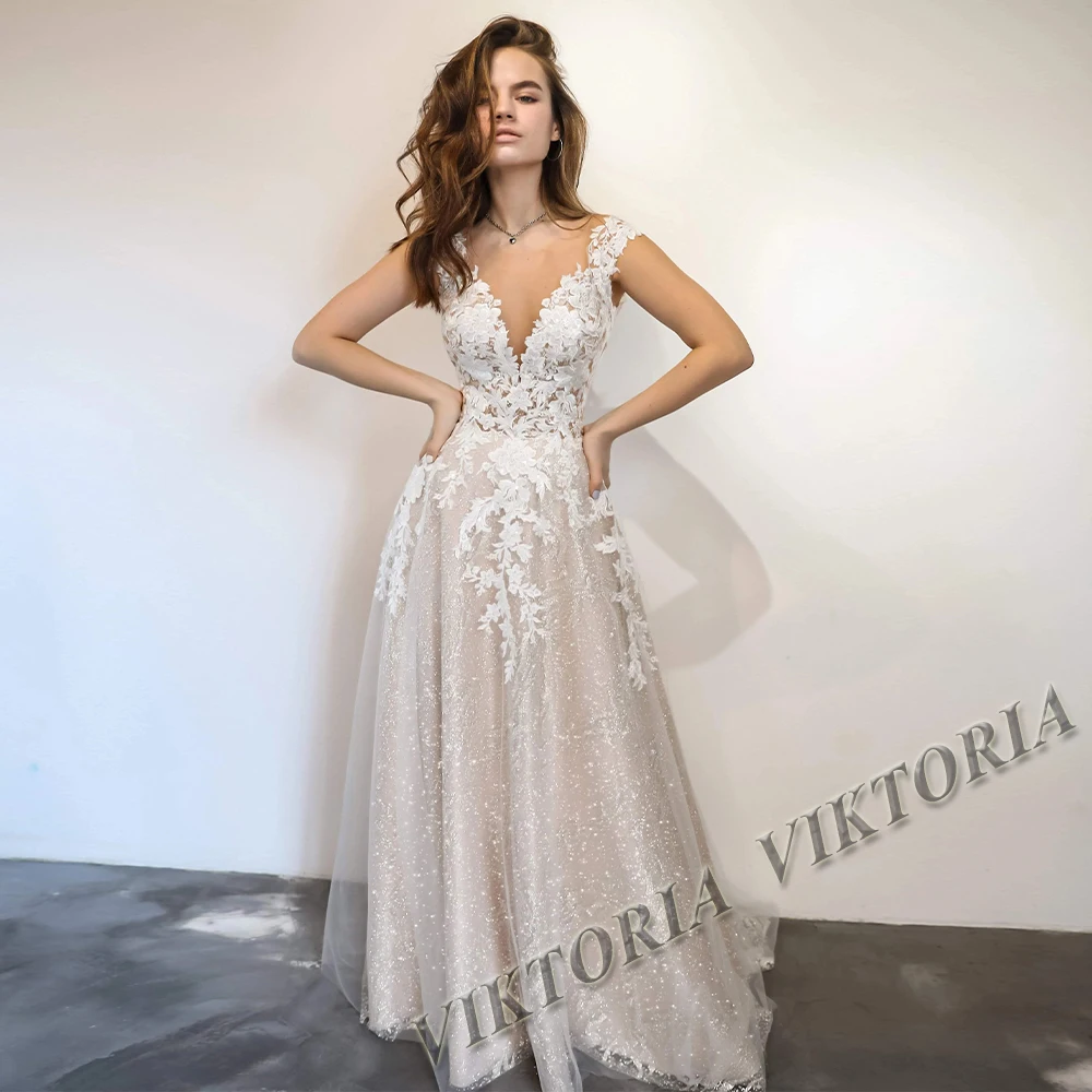VIKTORIA-Vestidos-de-casamento-em-V-para-mulheres-mangas-de-noiva-tule ...