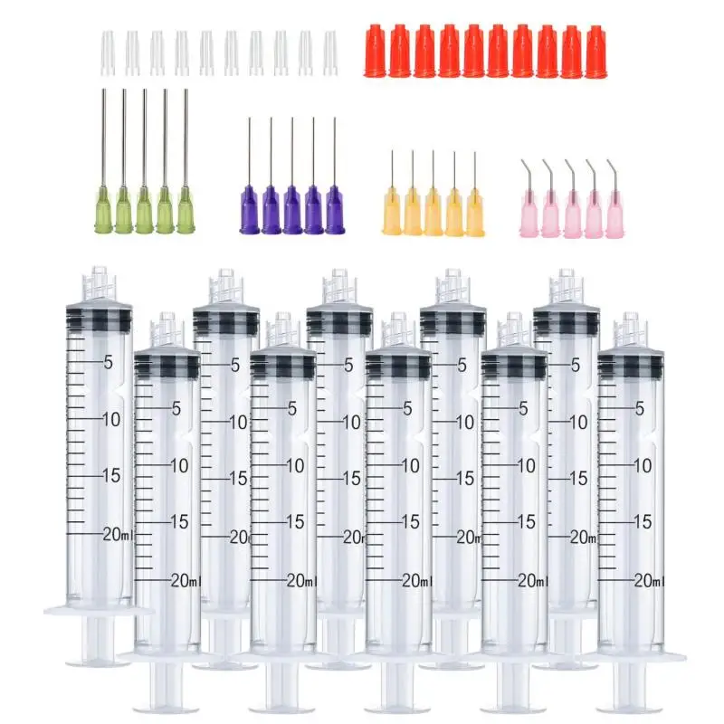 50Pack Syringes with 14ga-23ga Blunt Tip Needles With Syringe Caps and ...