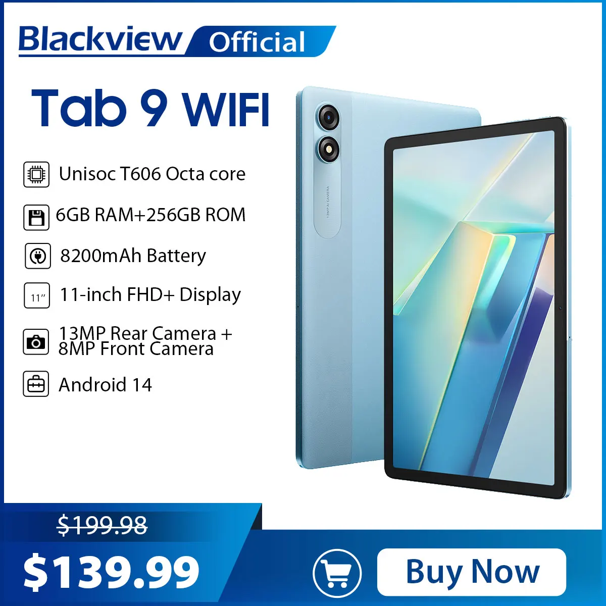 New-Blackview-Tab-9-WIFI-Tablet-Android-14-11-inch-FHD-Display-T606 ...