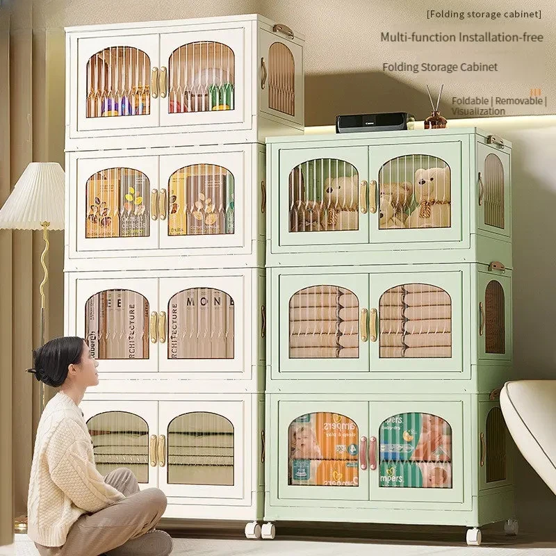 Family-Storage-Cabinet-Foldable-Movable-Installation-free-Transparent ...