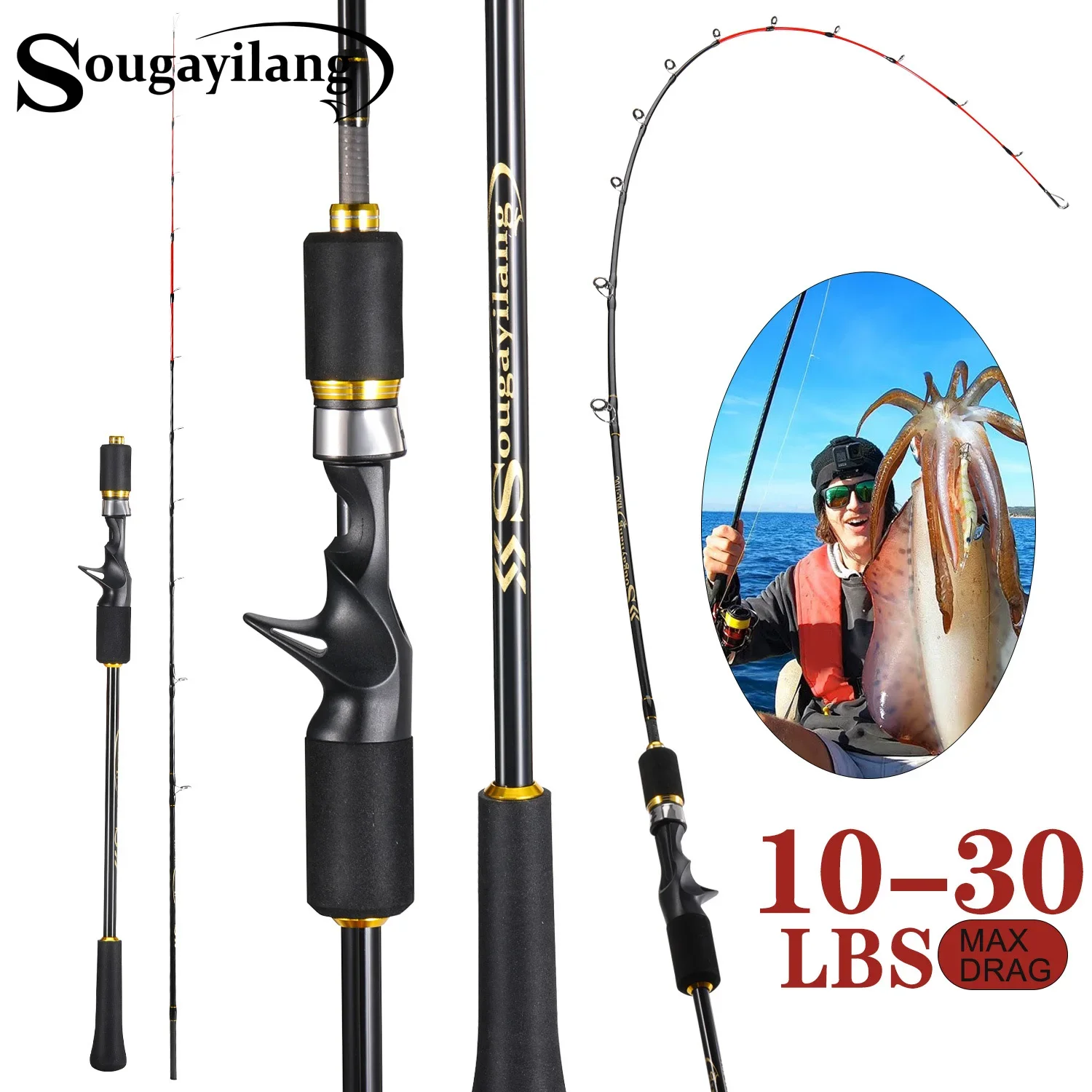 Sougayilang-Squid-Fihsing-Rod-1-7m-2-Sections-Fishing-Rod-Max-Drag ...