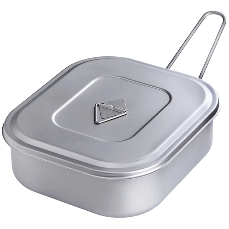 Outdoor-Pure-Titanium-Lunch-Box-Camping-Folding-Handle-Multifunctional ...