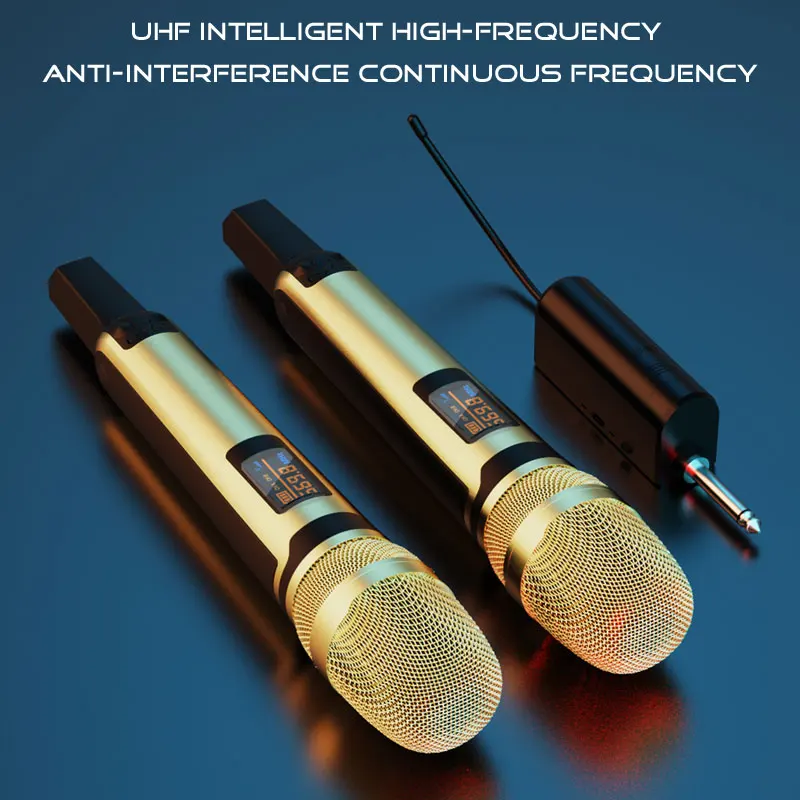 Wireless-Microphone-UHF-Fixed-Frequency-2-Channels-Handheld-Mic ...
