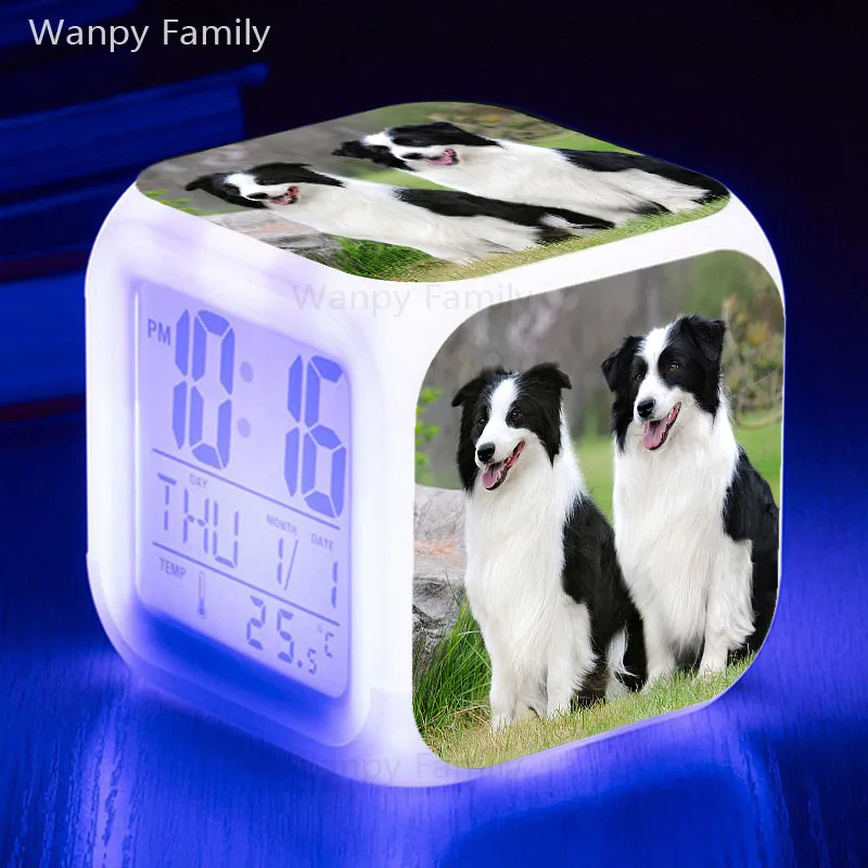 Cute Pet Dog 7 Color Glowing Led Digital Alarm Clock Kids Gift Touch ...