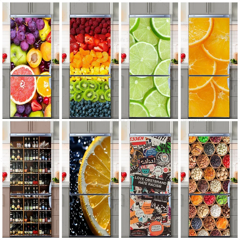 Fruit-Dessert-Fridge-Cover-Mural-Sticker-Waterproof-PVC-Delicious-Cake ...