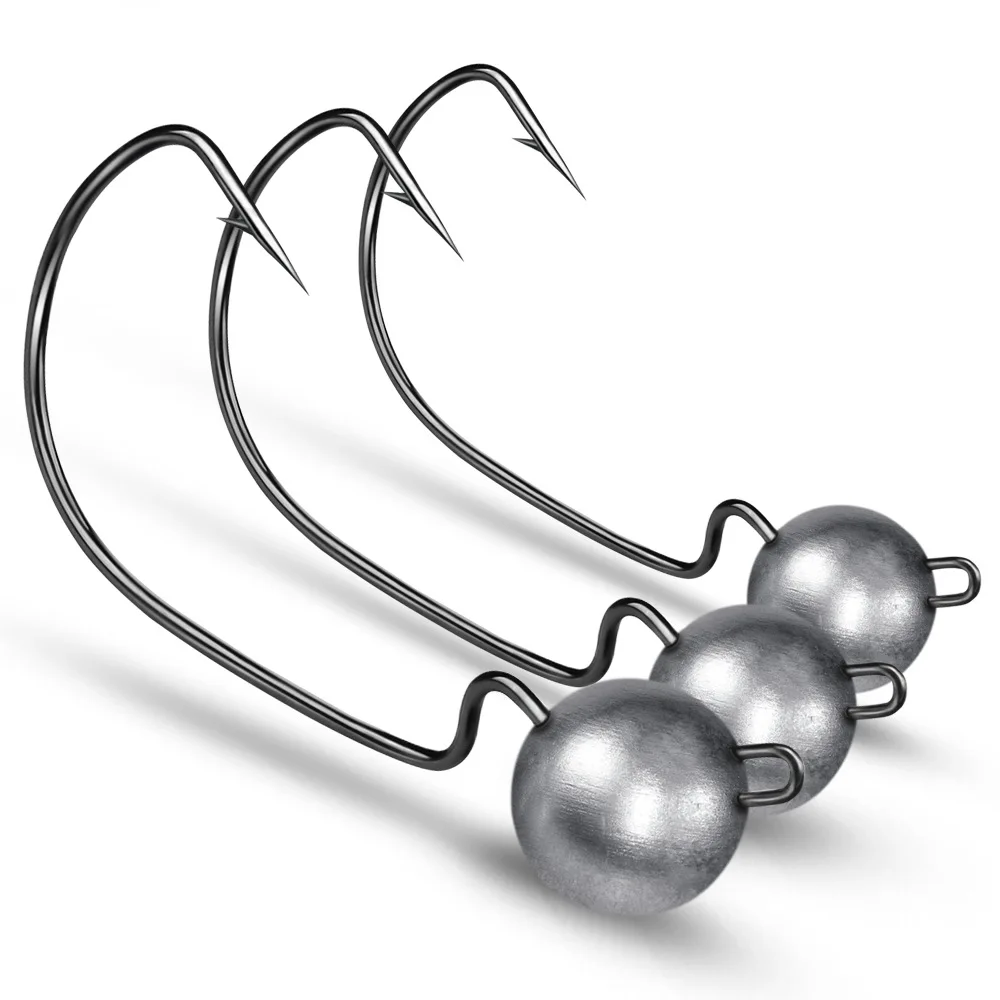 5pcs Worm Hook With Round Sinker Offset 3.5g 5g 7g 10g Fishing Hook ...