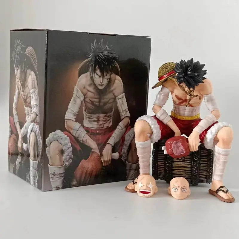Anime 19Cm One Piece Monkey D. Figur Luffy Eat Meat Luffy, mainan Model ...