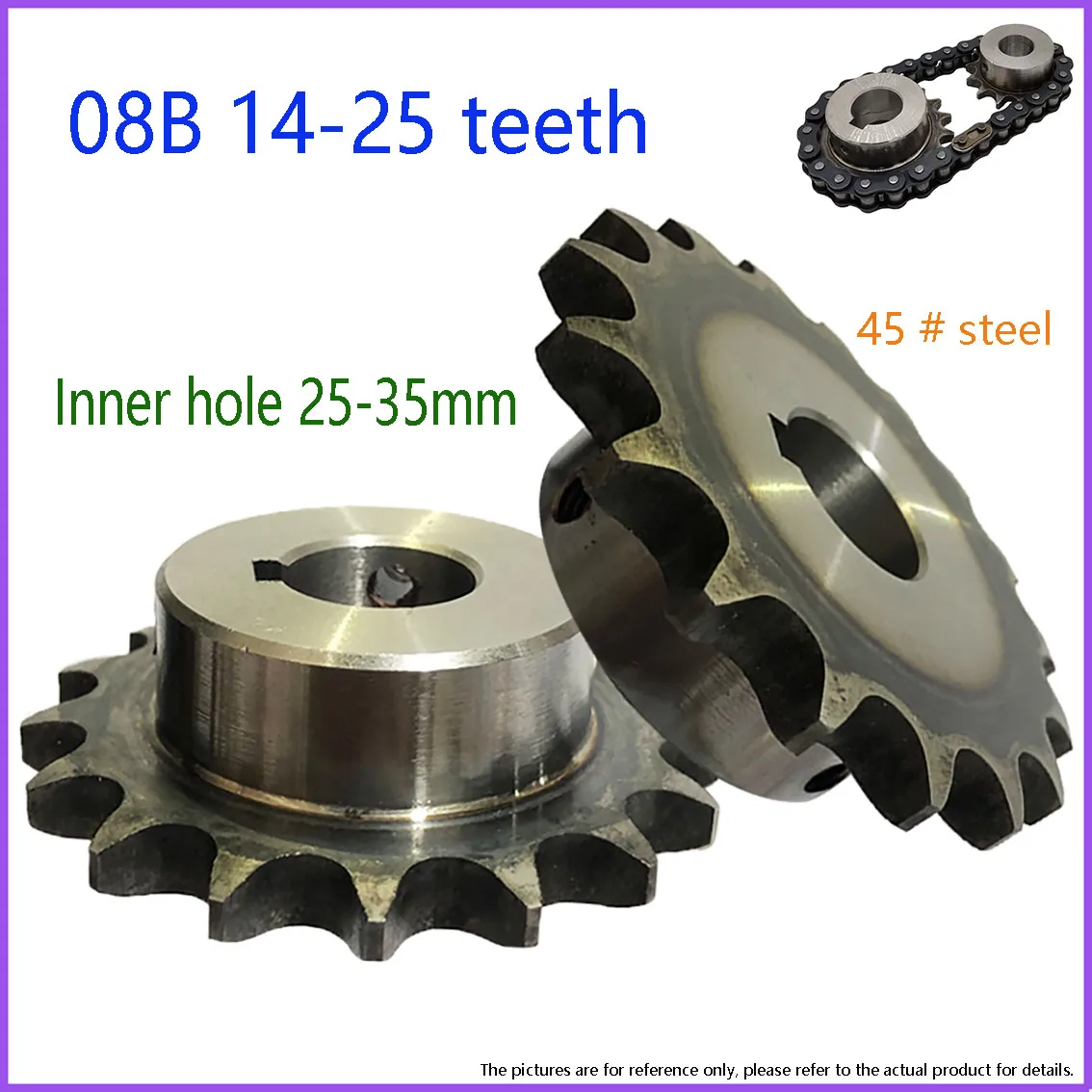 1PCS-08B-Chain-Wheel-Single-Step-Chain-Wheel-Material-45-Steel-Teeth-14 ...