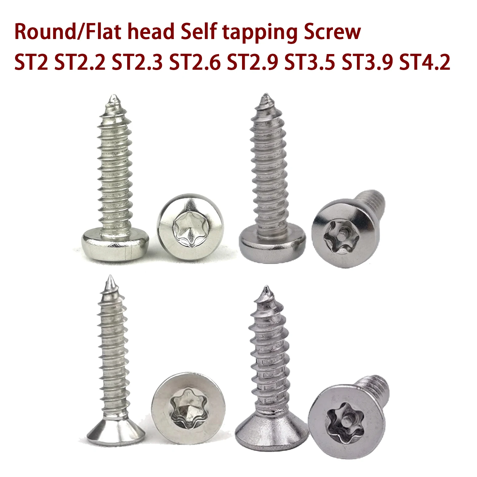 Stainless Steel Torx round Flat head self tapping screw ST2 ST2.2 ST2.3 ...