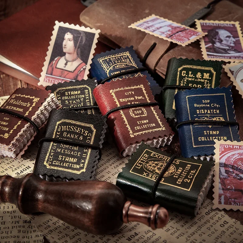 50-Pcs-Vintage-Stamp-Book-Stickers-Junk-Journal-Ephemera-Retro-Collage ...