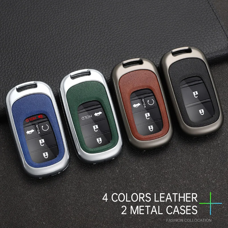 Zinc-Alloy-Leather-Car-Key-Case-Cover-for-Honda-Civic-Accord-CR-V-HR-V ...