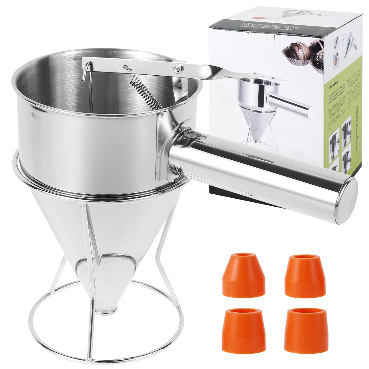 1-2L-Funnel-Pancake-Batter-Dispenser-Stainless-Steel-Chocolate ...