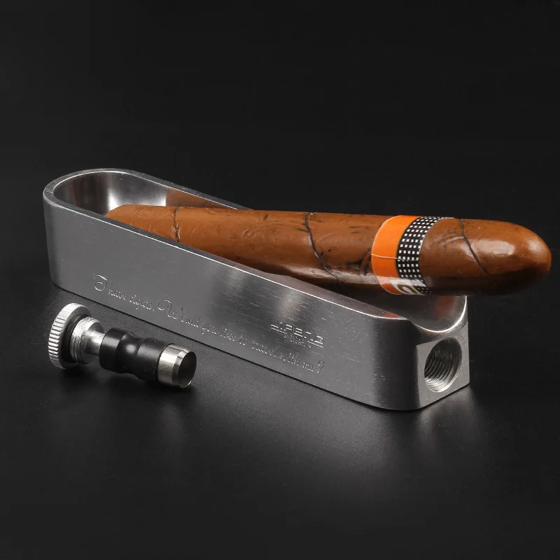 Metal-Cigar-Ashtray-with-punch-Tool-Ash-Slot-Single-Cigar-Holder-Ash ...