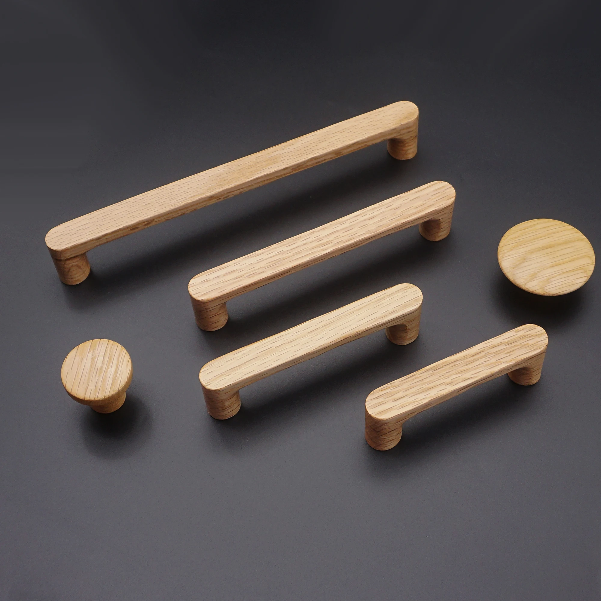 Natural Wooden Handles for Furniture Black Walnut Beech Cabinet Handles ...