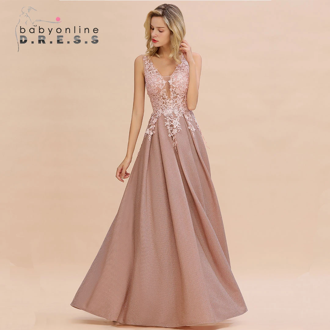 Babyonline Prom Even Dress For Women Party Elegant Pink A-line Maxi ...