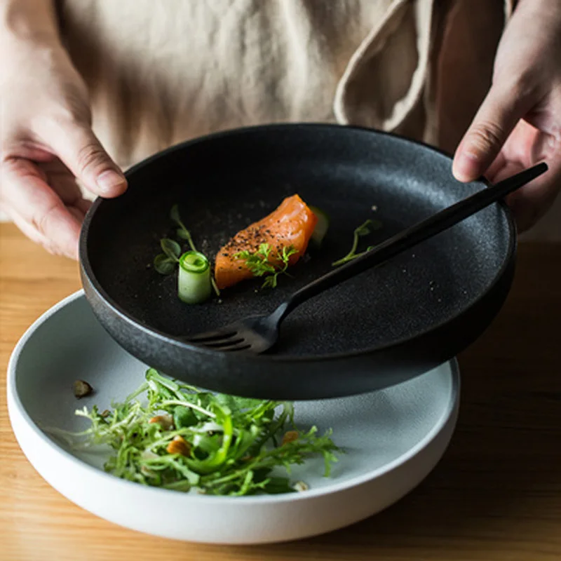 European-Ceramic-Plate-Creative-Western-Food-Plates-Deep-Simple-Round ...