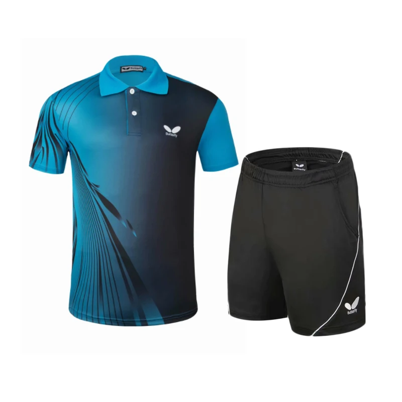 Set Pakaian Tenis Meja Baru untuk Pria dan Wanita T shirt Celana Pendek ...
