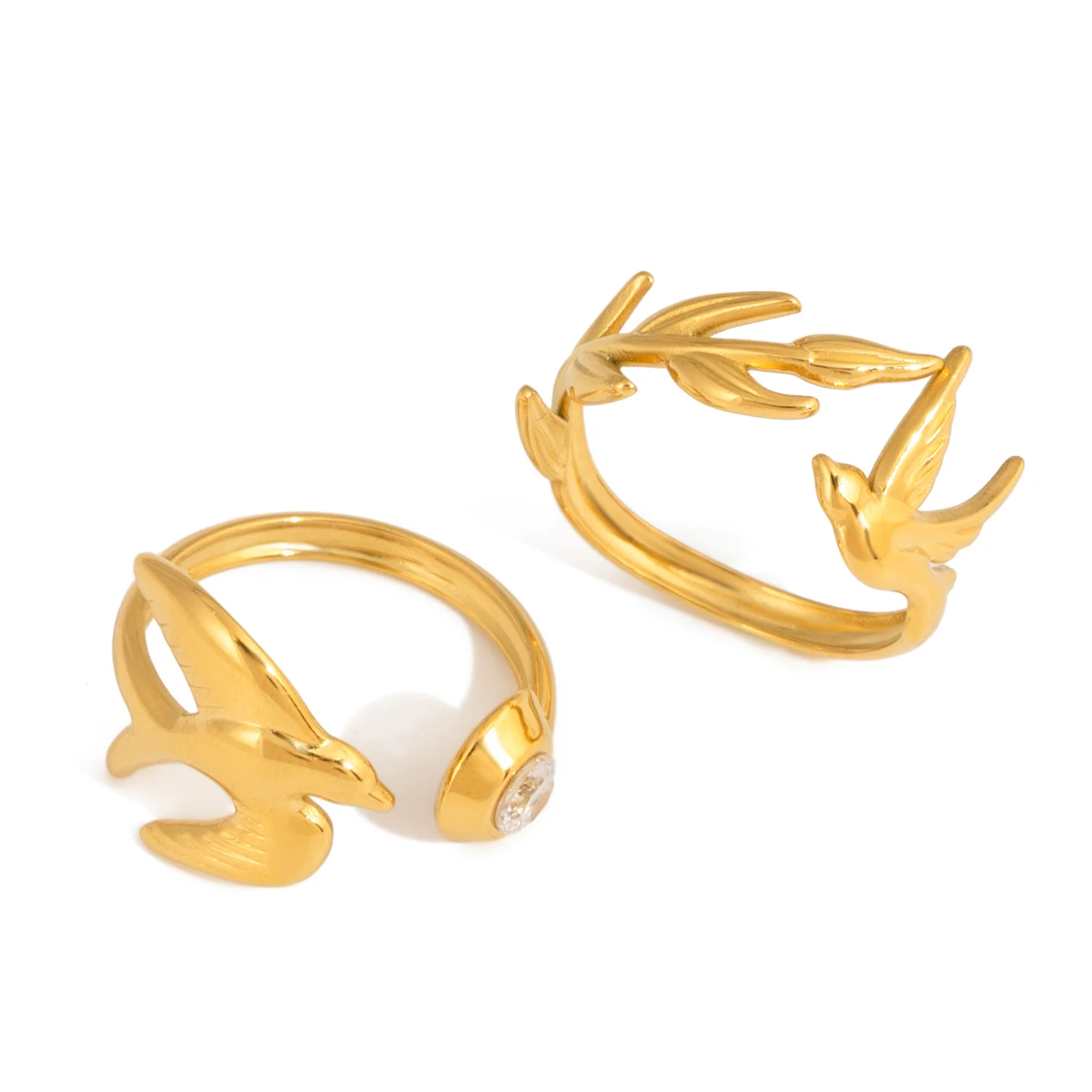 Youthway Classic Peace Dove Open Rings For Women Minimalist 18K Gold ...