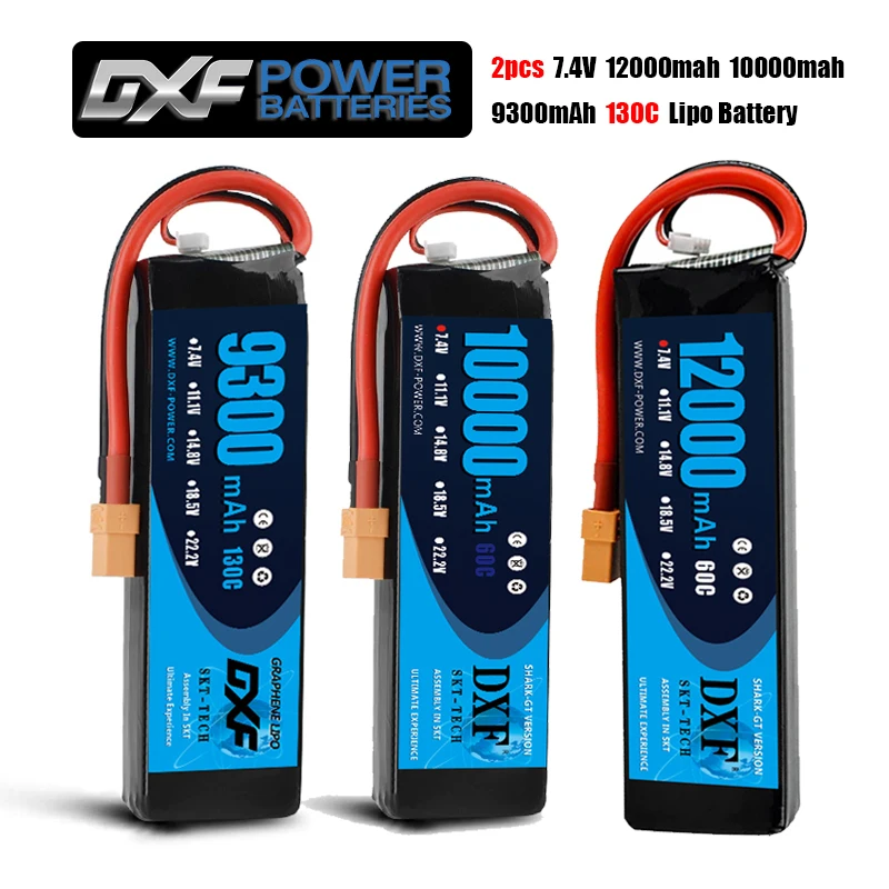 2PCS-DXF-2S-Lipo-Battery-7-4V-9300mAh-10000mAh-12000mAh-60C-130C-60C ...