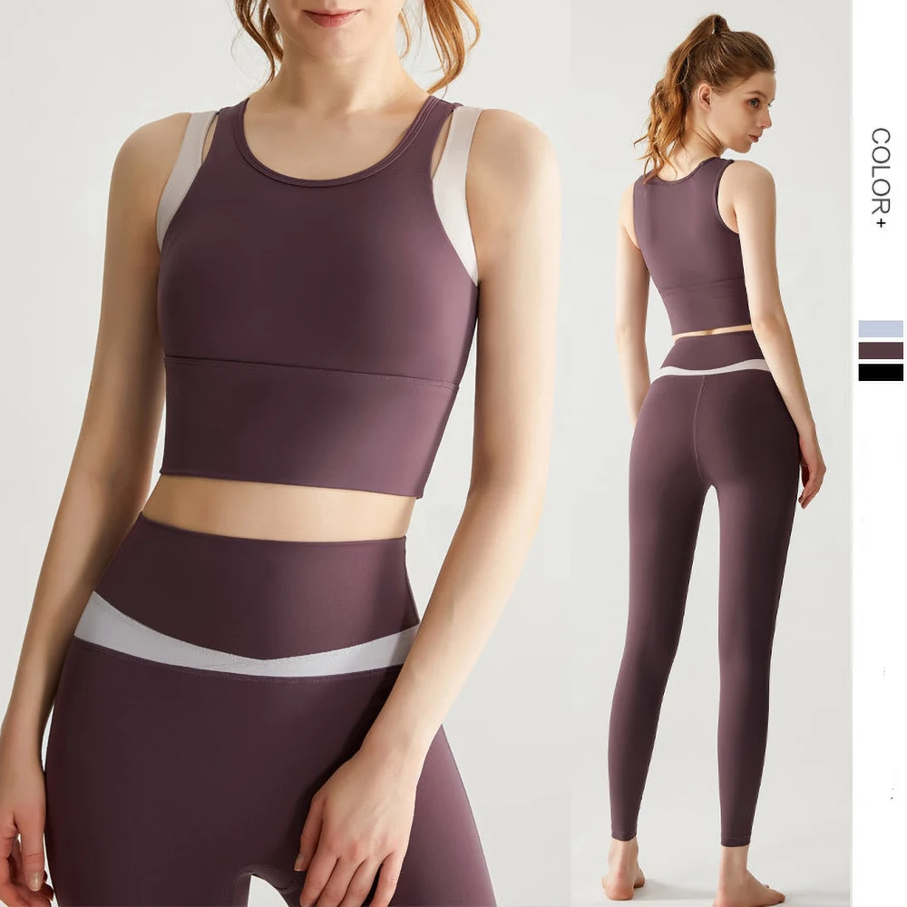 Women-Plus-Size-Split-U-Neck-Yoga-Sets-Shockproof-Breathable-High-Waist ...