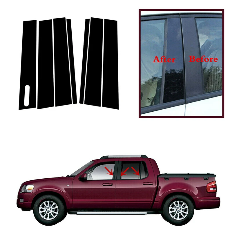 7pcs-Black-Exterior-Pillar-Posts-Window-Door-Side-Trim-Covers-Car ...