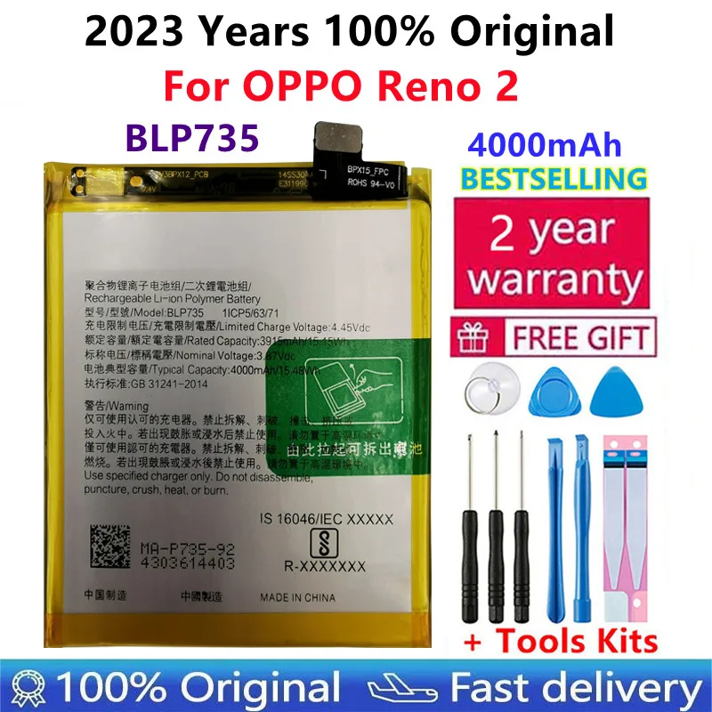 100% Original New High Quality BLP735 4000mAh Phone Replacement Battery For OPPO Reno 2 Reno2 ...