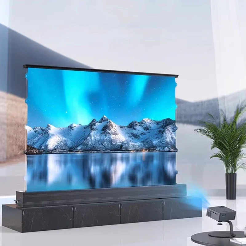 90-Inch-Roll-Up-Motorized-Electric-Tab-Tension-Floor-Rising-Projection ...