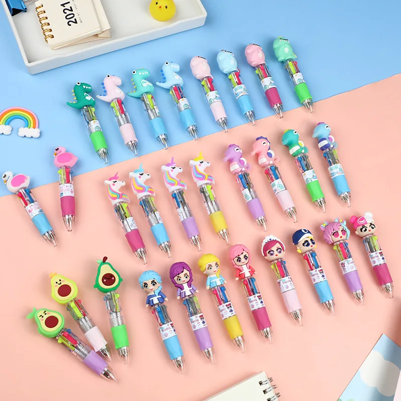 36Pcs-Lot-Kawaii-Soft-Rubber-Cartoon-4-Color-Ballpoint-Pen-Cute-Unicorn ...