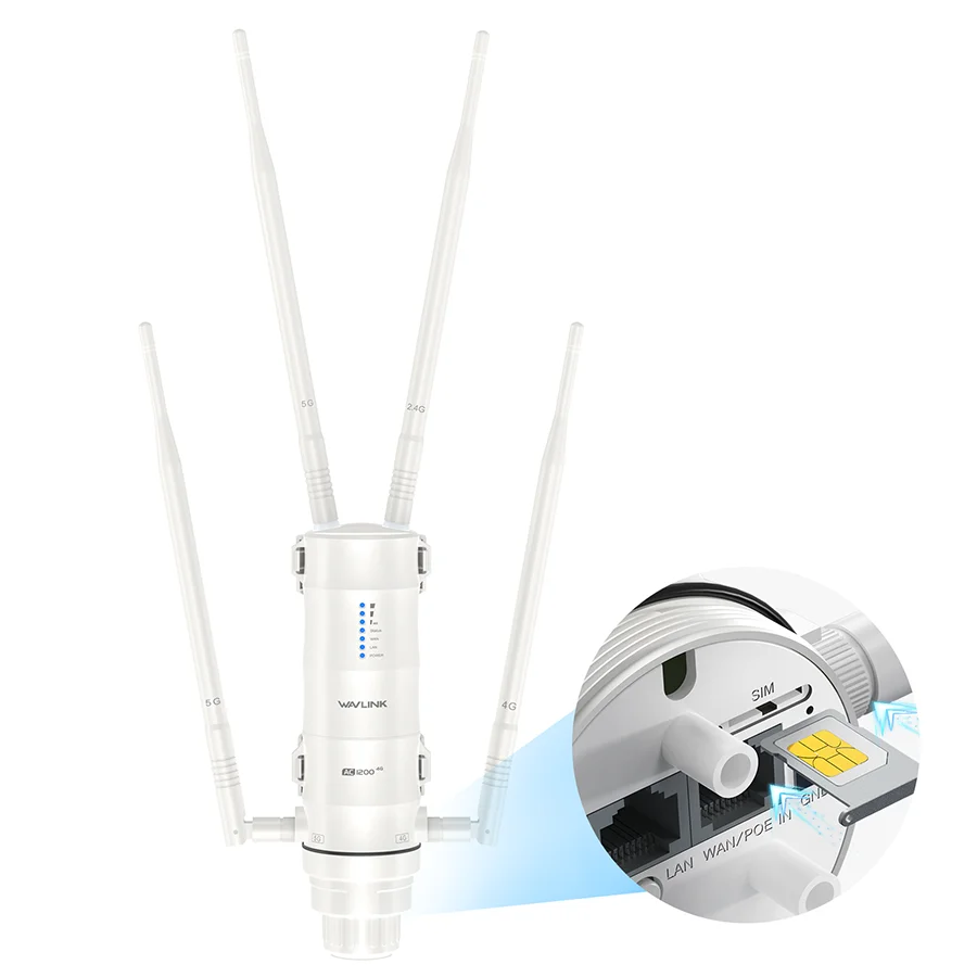 WAVLINK AC1200 4G LTE Outdoor Long range Wifi Route With SIM Card Slot ...